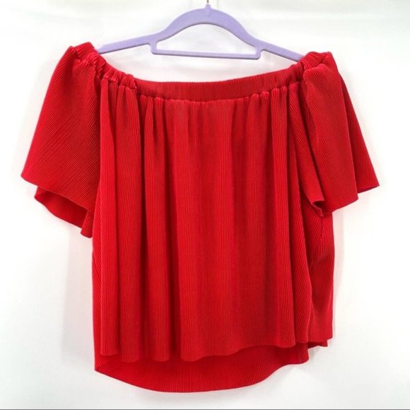 Tops | Elodie Red Off The Shoulder Flowy Top | Poshmark